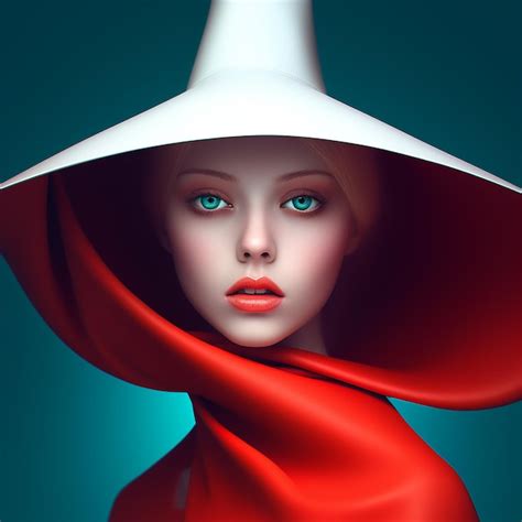 Premium Ai Image A Model With A Red Cape And A White Hat