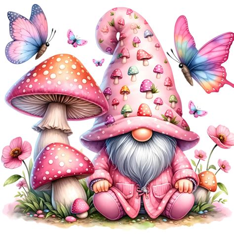 Mushroom Gnome Clipart Bundle 31png Gnome Clipartgarden Gnome With