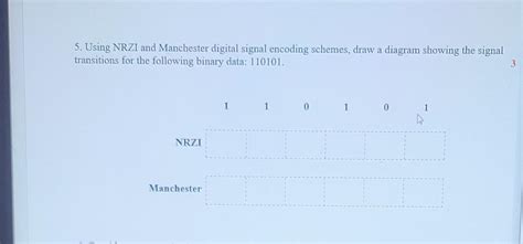 Solved 5 Using Nrzi And Manchester Digital Signal Encoding