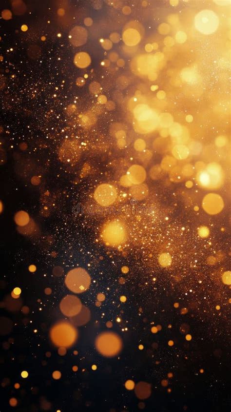 A Mesmerizing Display Of Shimmering Golden Particles Sparkling In A Dark Background Stock Image