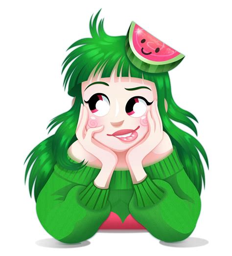 Tina Nawrocki Art And Animation Pinups Mini Melon Thinking
