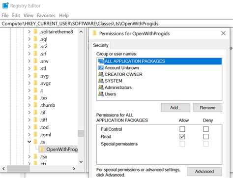 Error Creating Registry Key Hkeycurrentusersoftwareclassestsopenwithprogids · Issue