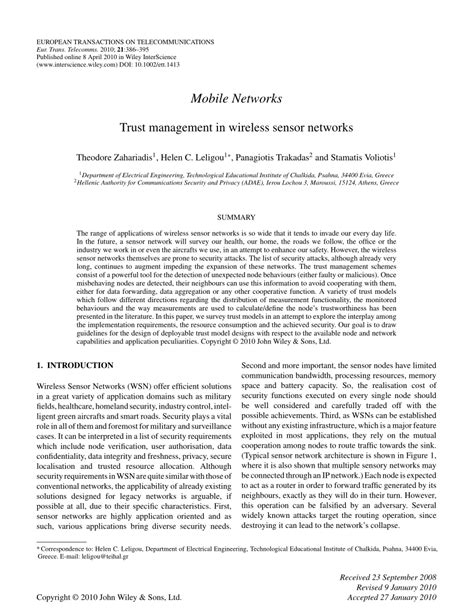 Pdf Trust Management In Wireless Sensor Networks