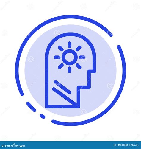 Brain Control Mind Setting Blue Dotted Line Line Icon Stock Vector