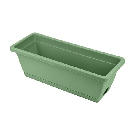 Bvebjdx 14inches Rectangle Planter Box With Drainage Holes And Trays Plastic Planters Flower