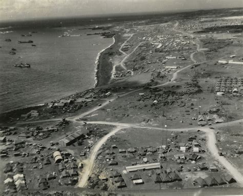 Aerial View From Mount Suribachi Of An American Military Base On Iwo
