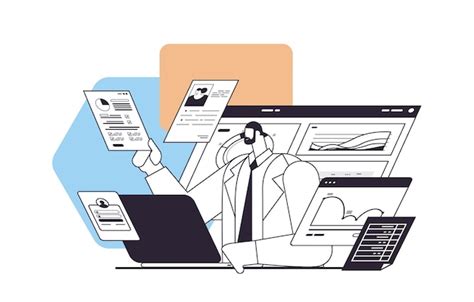 Premium Vector Businessman Analyzing Charts And Graphs Data Analysis