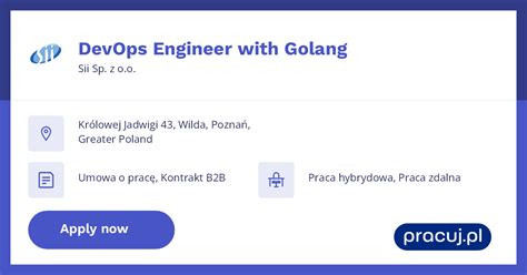 Oferta Pracy Devops Engineer With Golang Sii Sp Z Oo Poznań Oferta Pracy Devops Engineer With Golang Sii Sp Z Oo Poznań