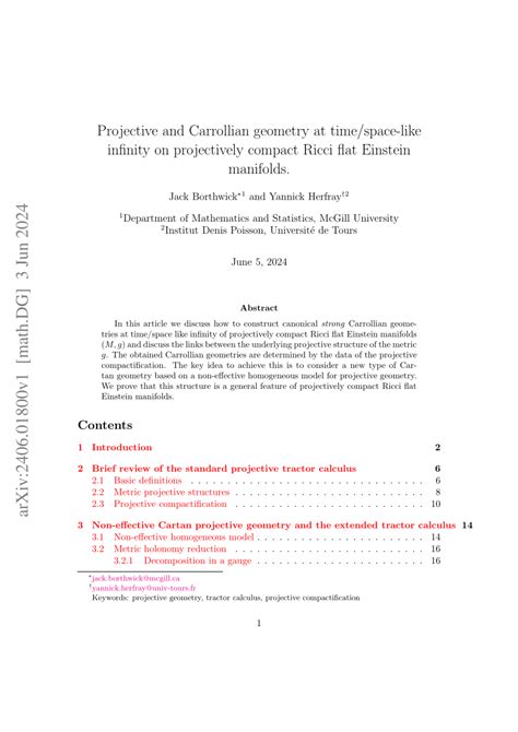 Pdf Projective And Carrollian Geometry At Time Space Like Infinity On Projectively Compact
