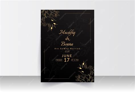 Premium Vector Outlined Golden Flower Leaves And Black Background