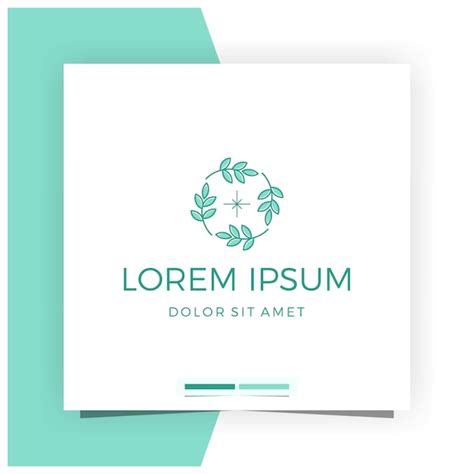 리프 로고 라인 개요 모노 라인 디자인 영감 프리미엄 벡터