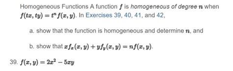 Solved Homogeneous Functions A Function F Is Homogeneous Of