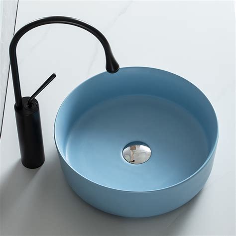 Matte Blue Wash Basin Ceramic Table Top Bathroom Sink Wash Basin