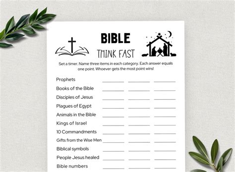 Printable Bible Think Quick Bible Games Fun Christian Youth Group