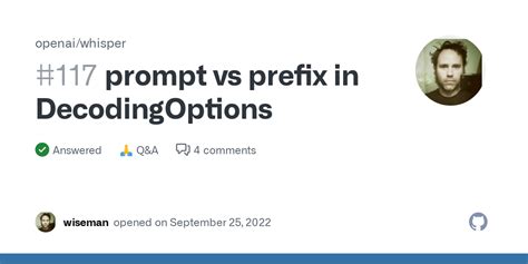 prompt vs prefix in decodingoptions · openai whisper · discussion 117