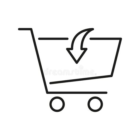 Shopping Cart With Download Arrow Line Icon E Commerce Online