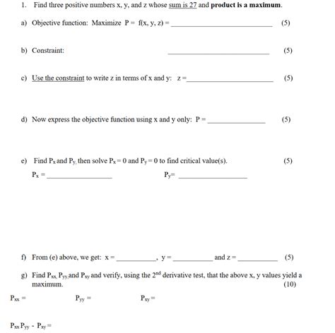 solved 1 find three positive numbers x y and z whose sum