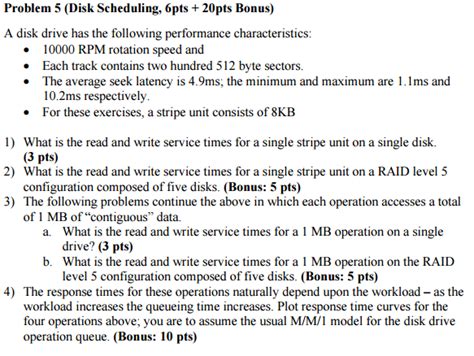 a disk drive has the following performance