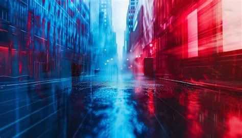 Premium Photo A City Street With A Blue And Red Background