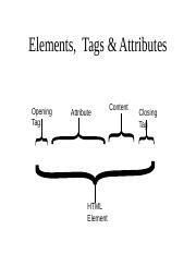 P More HTML Tags Ppt Elements Tags Attributes Opening Tag Attribute HTML Element Content