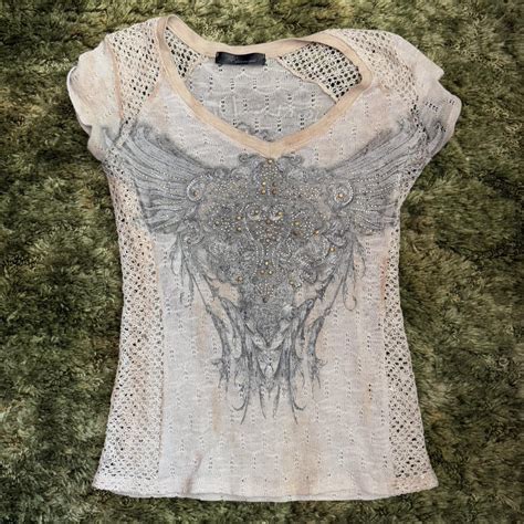 Y2k Grunge Angels And Diamonds Rhinestone Top Y2k Depop