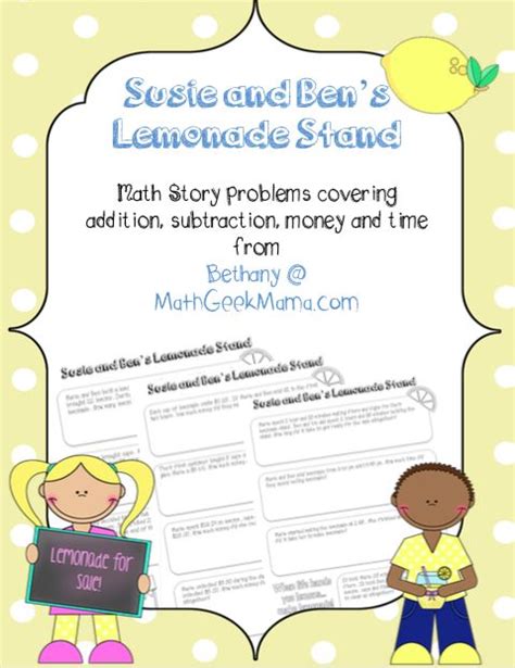 {free} Lemonade Stand Word Problems For Grades 2 4 Math Geek Mama
