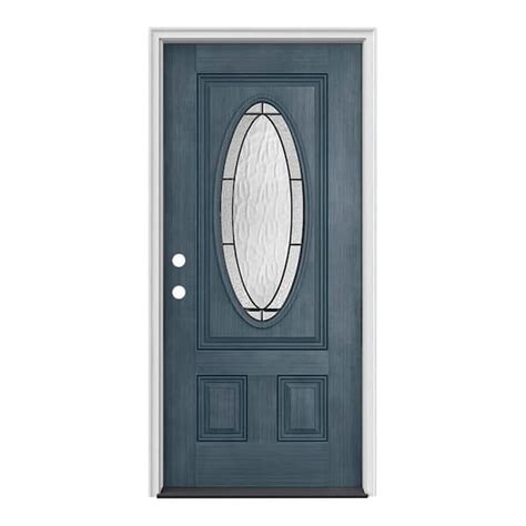 Jeld Wen 32 In X 80 In 34 Oval Lite Wendover Denim Stained