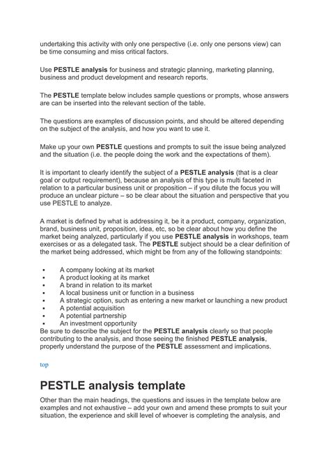 Pestle Analysis Micro Site Doc