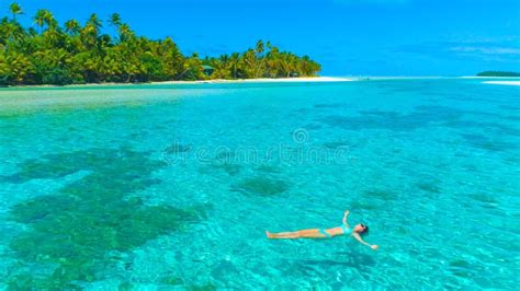 Drone Relaxed Female Traveler Enjoying Her Vacation On Scenic One Foot