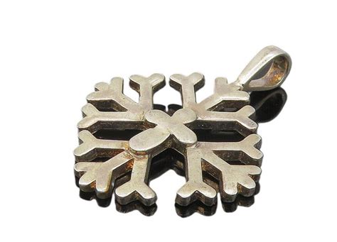 925 Sterling Silver Vintage Smooth Snowflake Cross Drop Pendant Pt9058