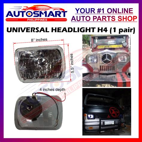 Headlight Glass H4 Halogen 2pcsset Rectangle Universal For L300 And