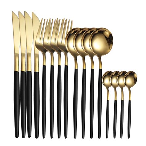 16 Piece Gold Silverware Set Culturizm