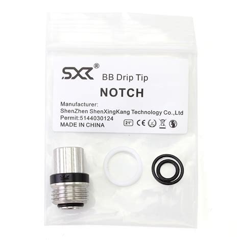 Sxk Notch Style Drip Tip For Bb Billet Boro Aio Box Mod Silver 316 Stainless Steel Pom