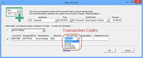 Ach Transaction Codes Create Transactions With Any Code