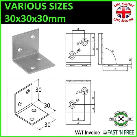 Galvanised Corner Brace 90 Degree Angle Bracket Joist Timber Mending 30x30x30mm 1 2x1 2x1 2
