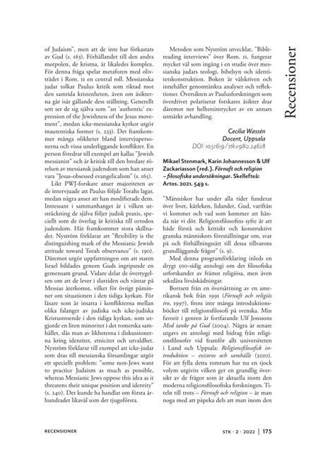 Pdf Mikael Stenmark Karin Johannesson And Ulf Zackariasson Red Förnuft Och Religion