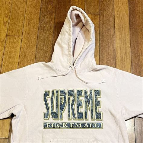Supreme Pink Supreme Fuck Em All Hoodie Grailed