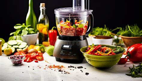 Black Food Processor With Vegetables Stock Illustration Illustration Of Fresh Vegan 309622921