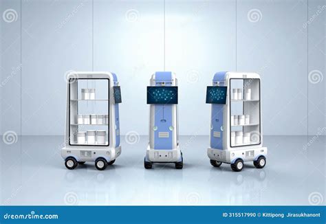 Delivery Robot Trolley Or Robotic Assistant Carry Products Royalty Free