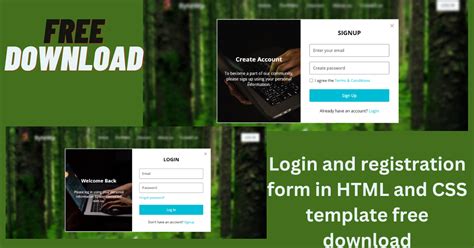 Login And Registration Form In Html And Css Template Free Download