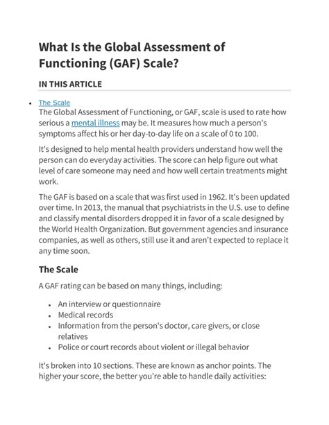 Gaf Scale Global Assessment Of Functioning Explained