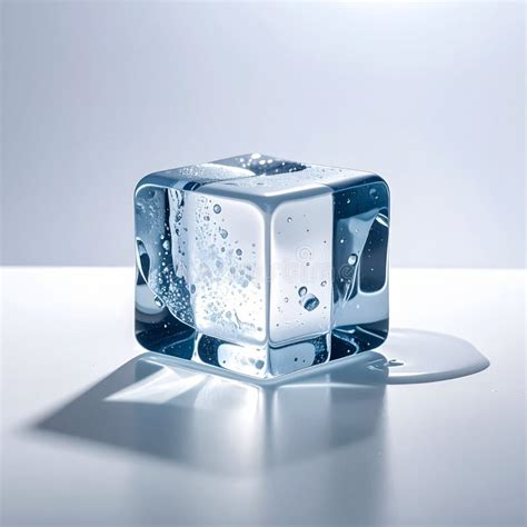 Crystal Clear Ice Cube Melting Slowly Stock Illustration Illustration