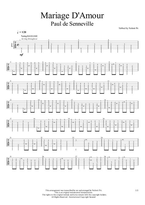 Mariage Damour Guitar Fingerstyle Tab Nolimit Ptt