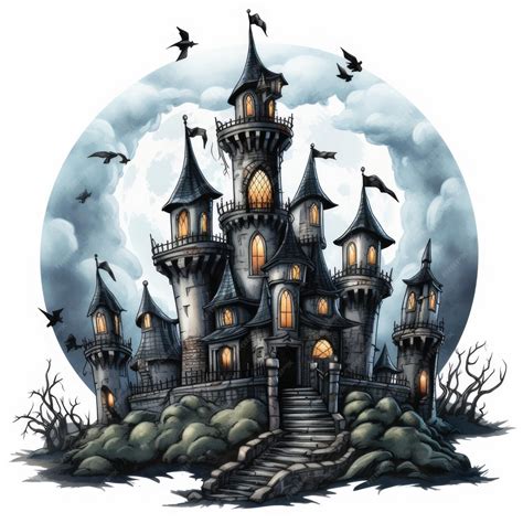 Premium Ai Image Terrifying Halloween Castle Clipart For Spooky Vibes