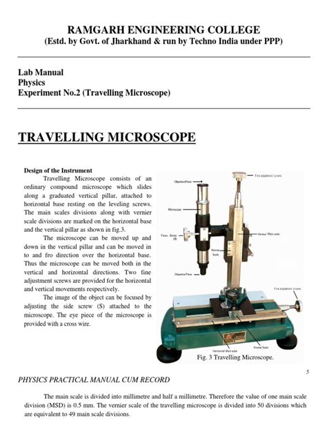 Travelling Microscope Ramgarh Engineering College Pdf Optics