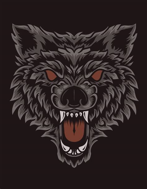 Illustration Vector Angry Wolf Head On Black Background 4725109 Vector