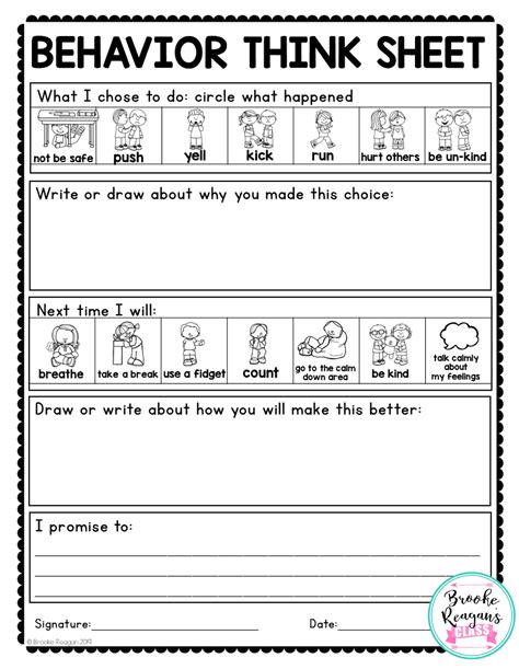 Free Printable Behavior Reflection Sheets Printable Calendars At A Glance