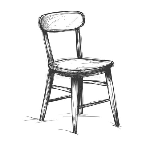 Hand Drawn Sketch Of A Simple Wooden Chair Rustic Furniture Design