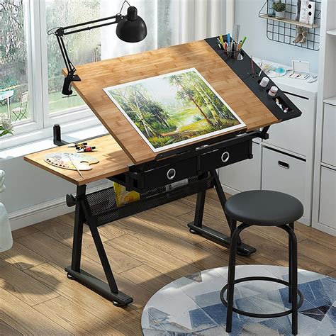 Mesa De Dibujo Ajustable Con Taburete Mesa De Dibujo De Escritorio