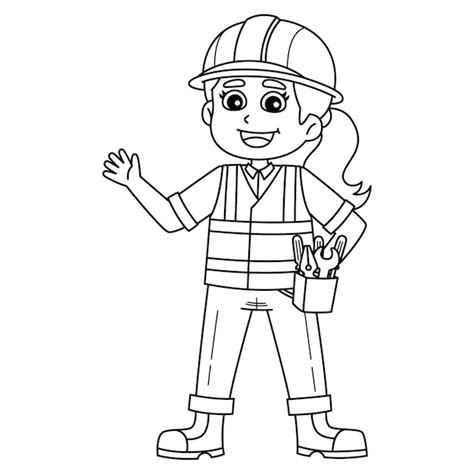Female Construction Worker Coloring Page